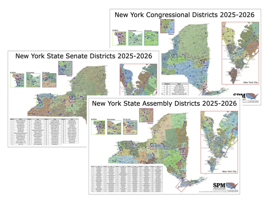 New York Political and State Legislative Wall Maps – State Political Maps