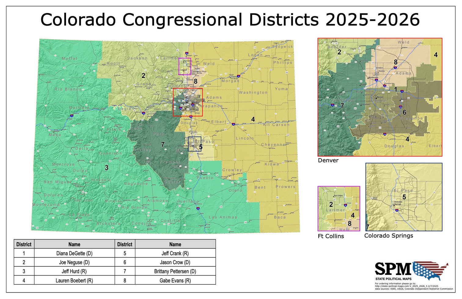 Colorado Political and State Legislative Wall Maps – State Political Maps