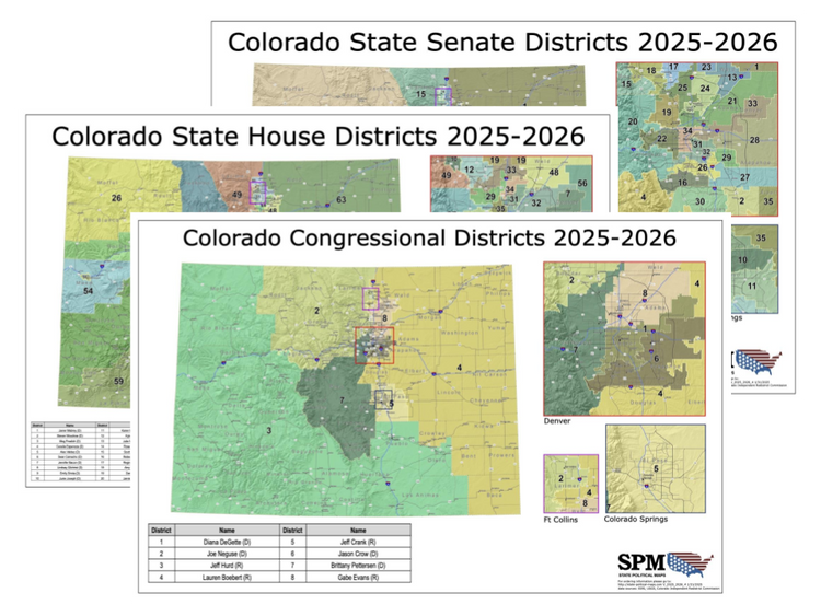Colorado Political and State Legislative Wall Maps – State Political Maps