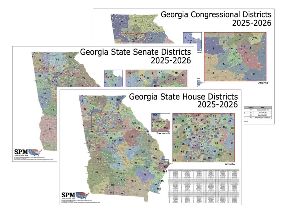 Georgia Political and State Legislative Wall Maps – State Political Maps