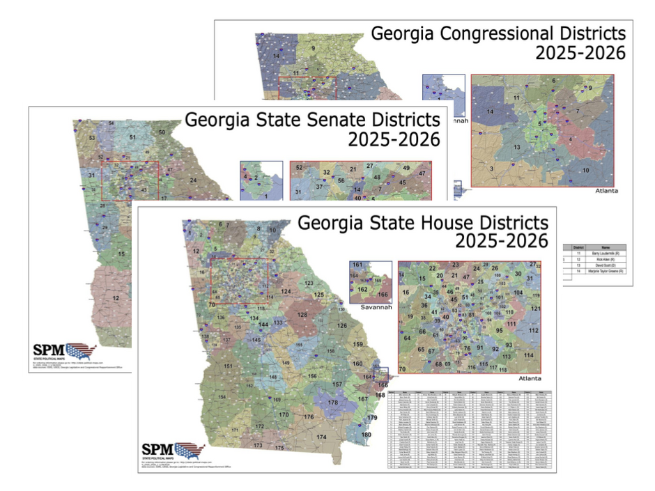 Georgia Political and State Legislative Wall Maps – State Political Maps