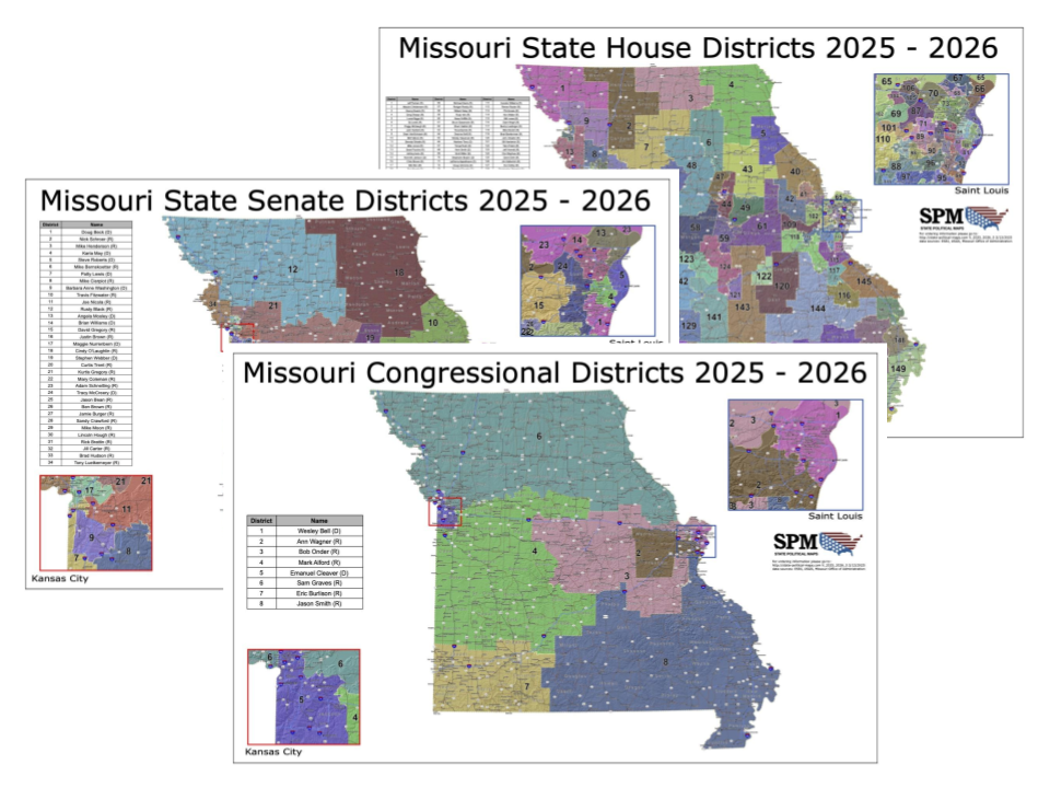 Missouri Political and State Legislative Wall Maps – State Political Maps