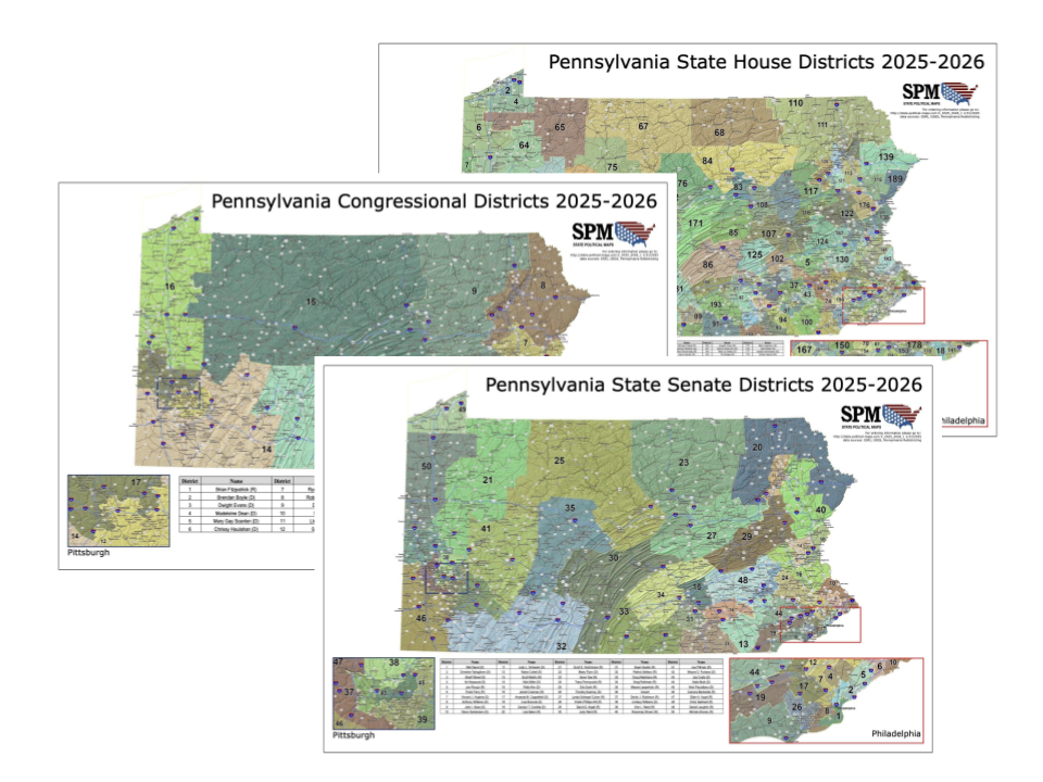Pennsylvania Political and State Legislative Wall Maps – State ...