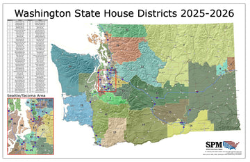 Washington Political and State Legislative Wall Maps – State Political Maps