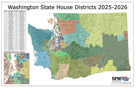 Washington Political and State Legislative Wall Maps – State Political Maps