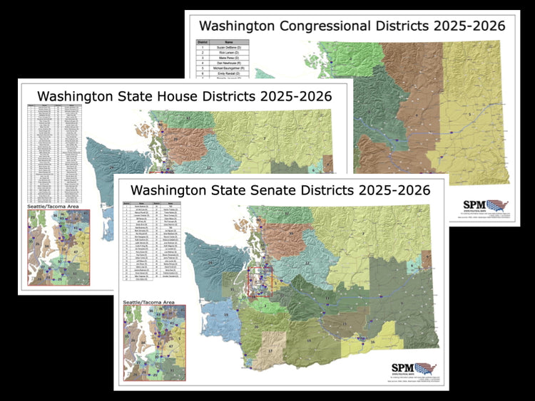 Washington Political and State Legislative Wall Maps – State Political Maps