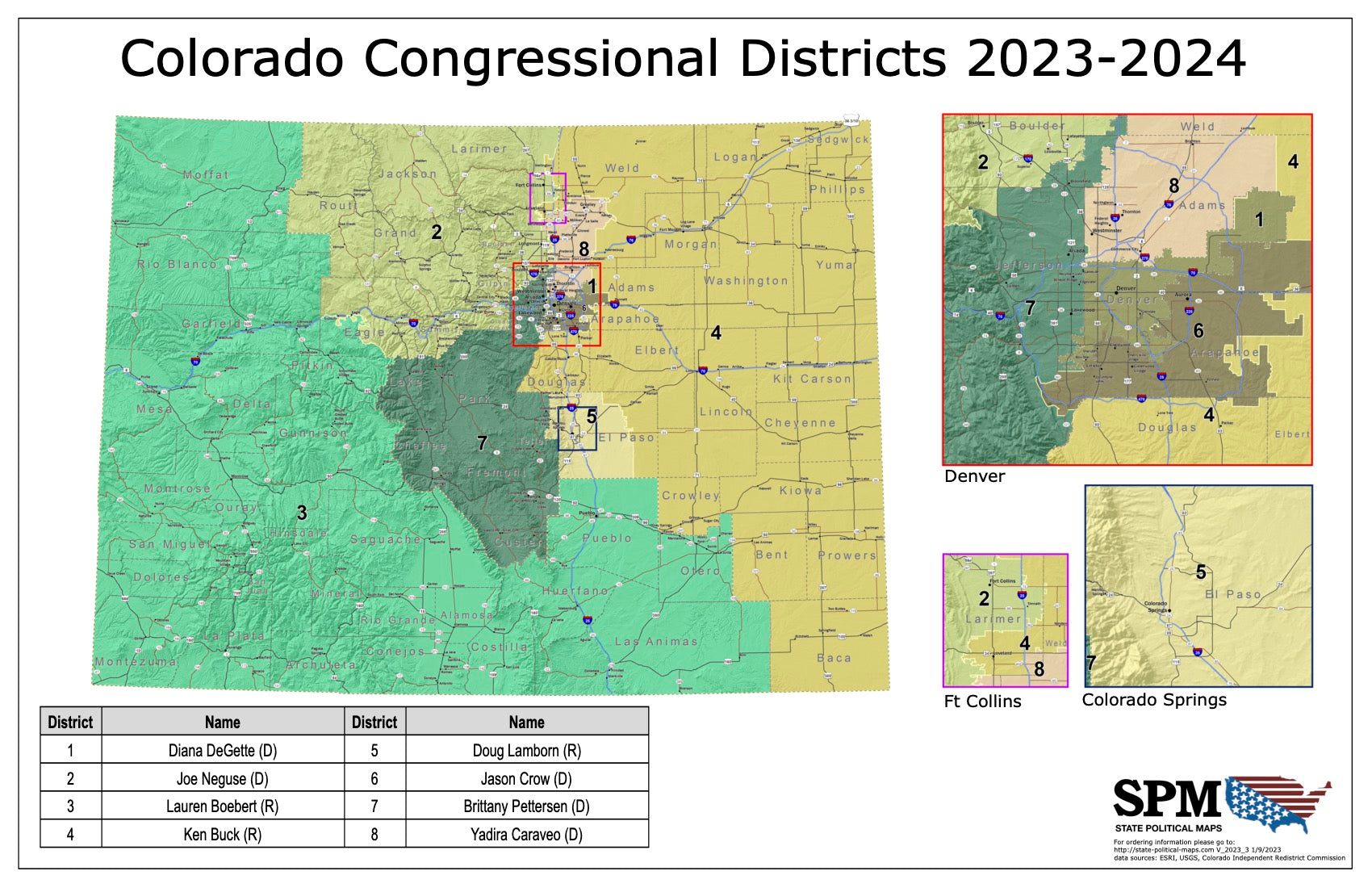 Colorado Political and State Legislative Wall Maps – State Political Maps